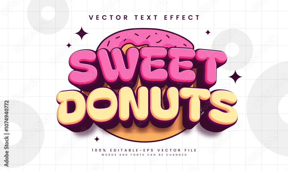 Sweet donuts editable vector text effect, with delicious sweet concept Stock Vector | Adobe Stock