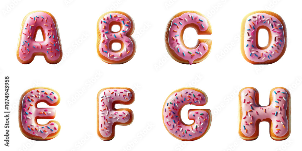Alphabet Donut Letters A, B, C, D, E, F, G, H : Pink frosted donuts ...