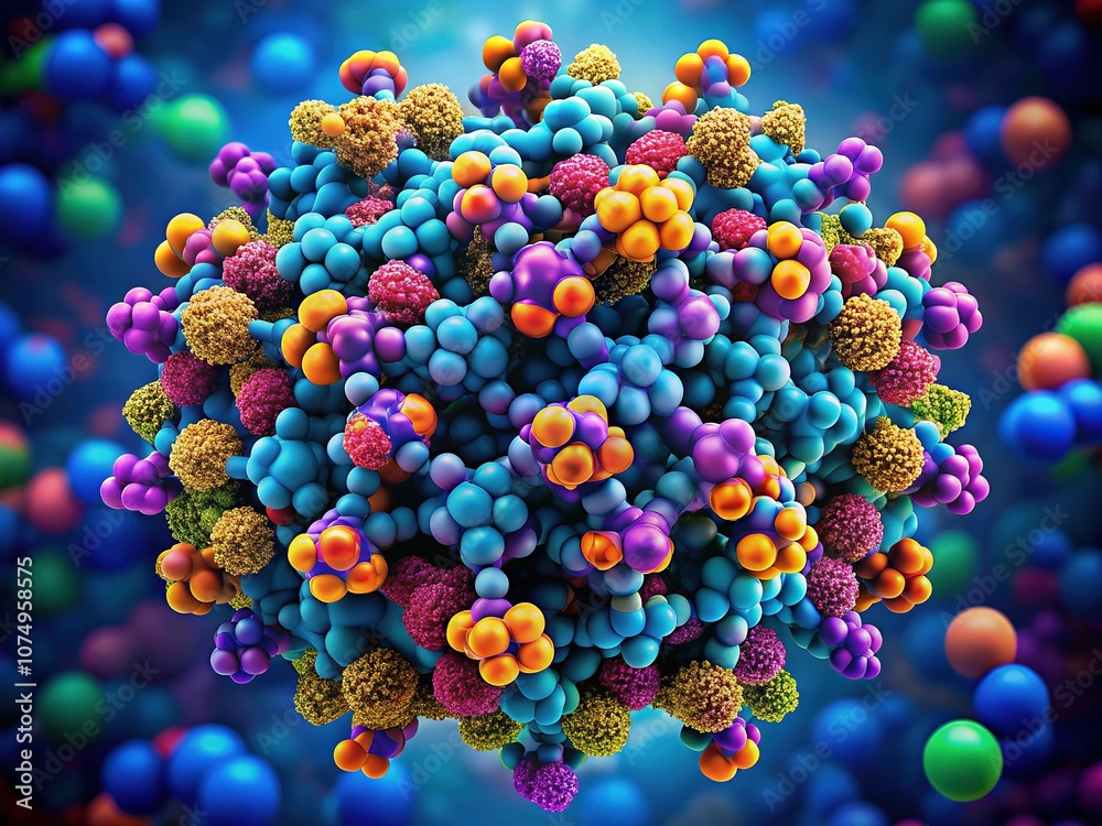 Protein structure visualized in 3D through electron microscopy. Stock ...