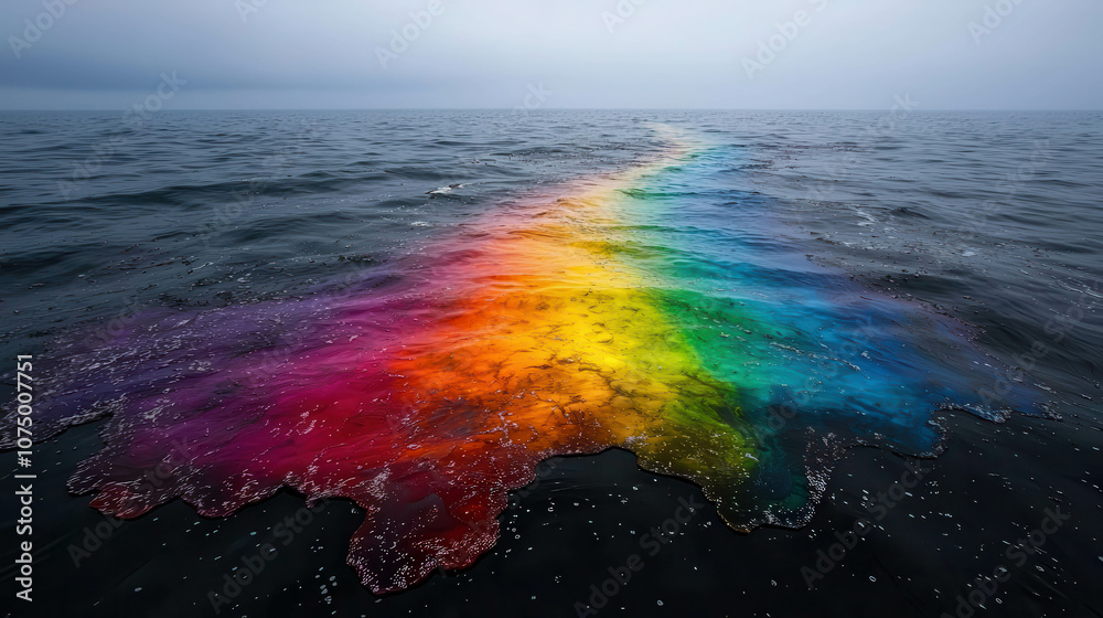 Rainbow Oil Spill on Ocean Surface: An Aesthetic View of Environmental ...