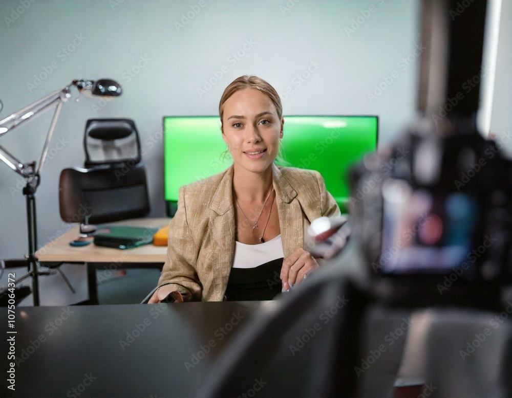 YouTuber with Green Screen Background Stock Photo | Adobe Stock
