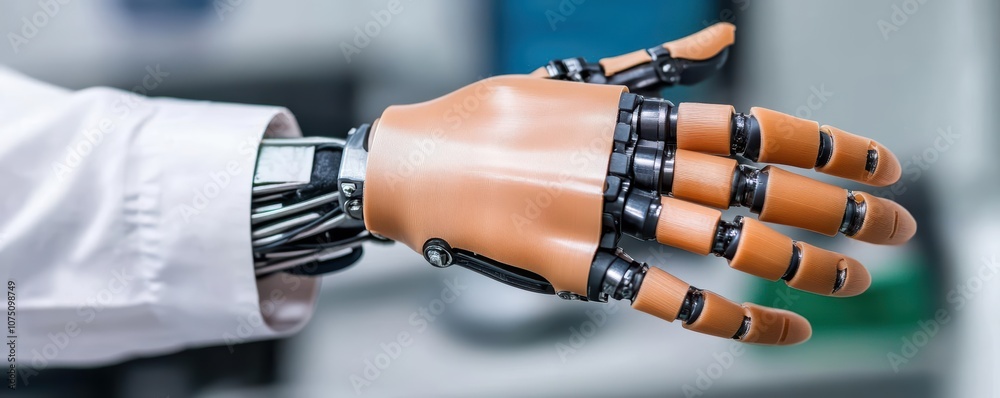 Prosthetic limb being 3D printed, with detailed layers forming a ...