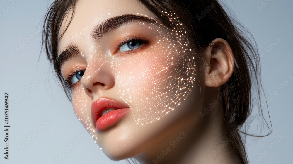 Human Facial Mapping with LED Effects Stock Illustration | Adobe Stock