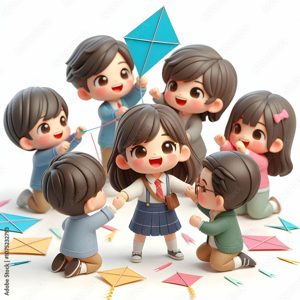 3D Candid Image of Children Kite Making Workshop, Learning Creativity ...