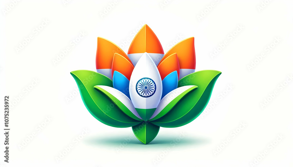 3D Vector Lotus Flower National Flag Colors Illustration for Republic ...