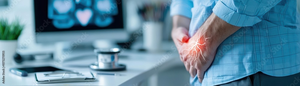 Back with localized nerve inflammation, pinpointed pain area, high ...