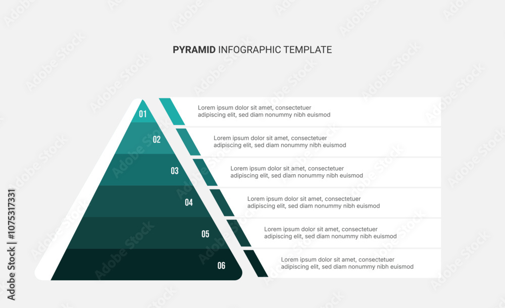 Pyramid Hierarchy Infographic Template Design with 6 Layers Stock ...