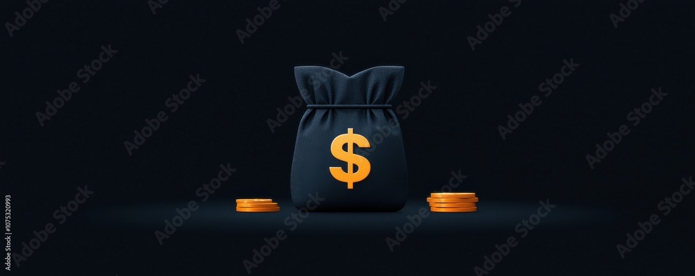 Create a minimalist money bag design featuring a dollar symbol for ...