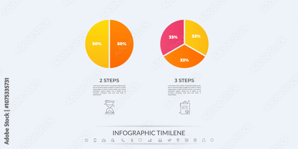 Circle division vector infographics icon set from 2 to 3. Different ...