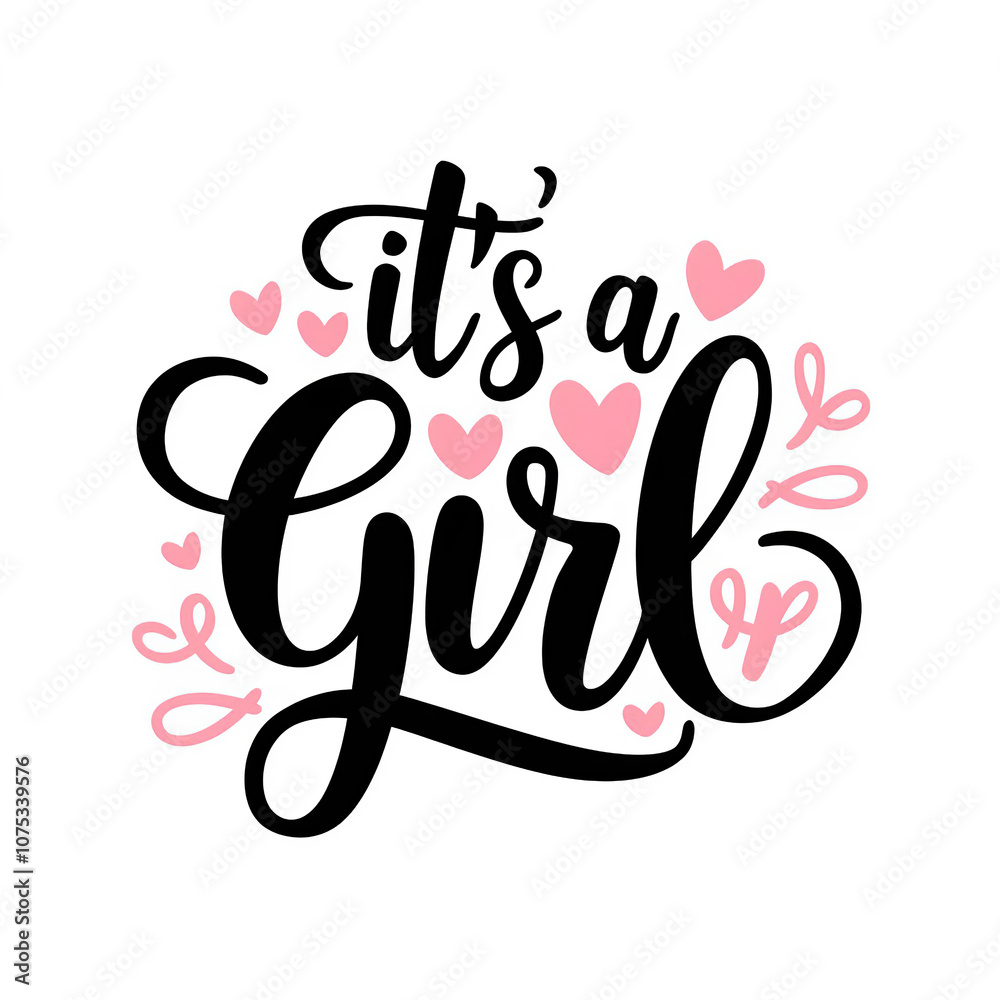 It's a girl lettering, baby shower gender reveal cards, calligraphy ...