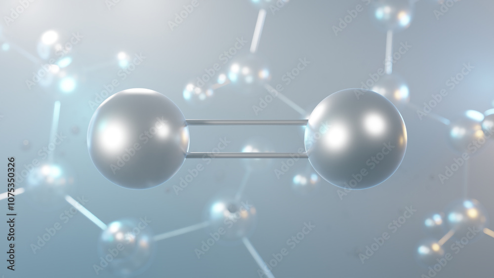 Oxygen Molecular Structure 3d Model Molecule Dioxygen Structural Chemical Formula View From A