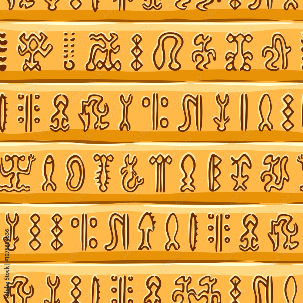 Seamless pattern gryph Rongorongo on Easter island or Rapa Nui ...