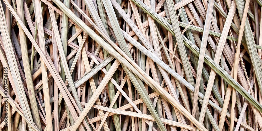 Reeds weave together in a complex network of intersecting lines and ...