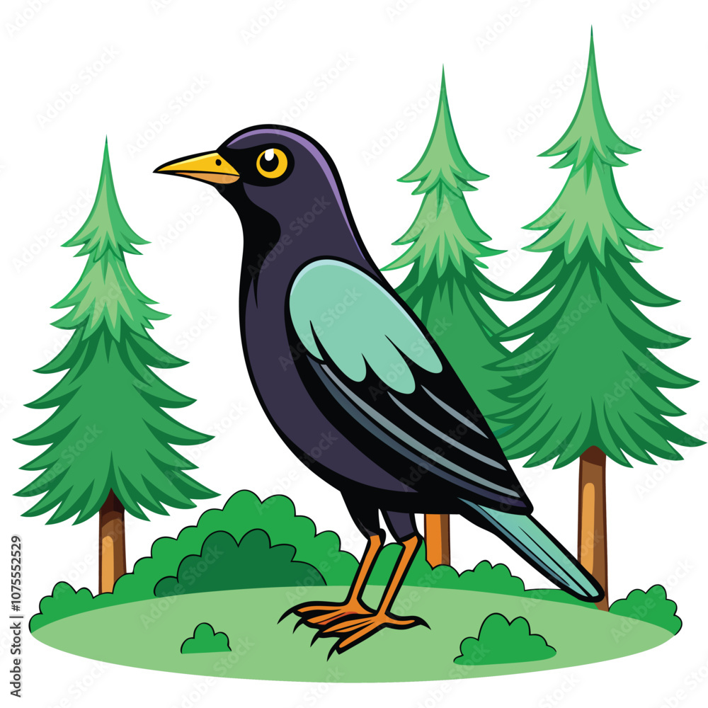 starling vector illustration, cartoon clipart character, animal in flat ...