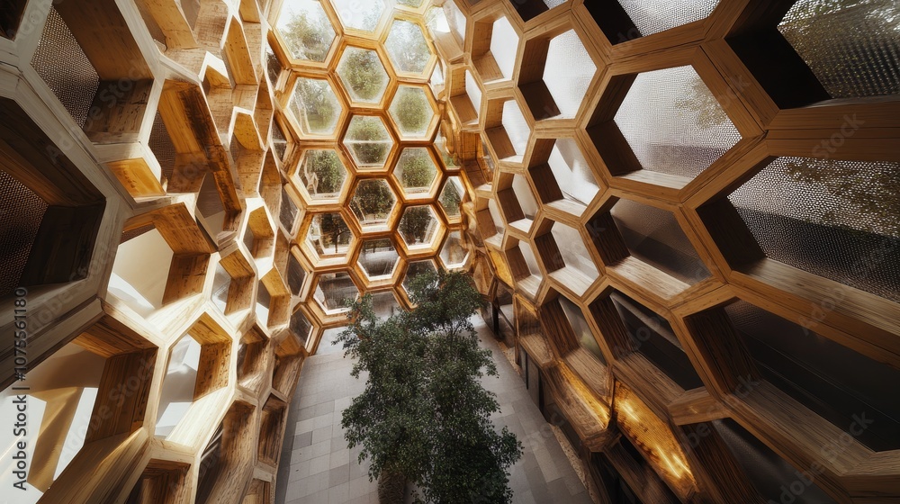 The office building looked like a giant honeycomb, designed in a modern ...