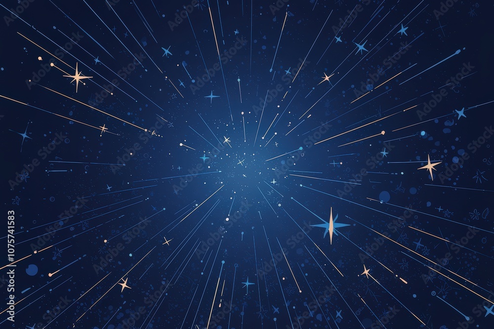 Minimalist Dark Blue Background Featuring Comic Style Radial Rays And Dotted Patterns Creating