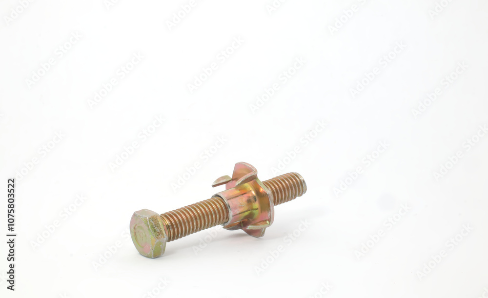 Front view in landscape position of a tee nut attached to a bolt on a ...