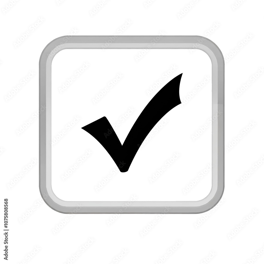Check mark or tick sign in box. Check mark icon isolated on transparent ...