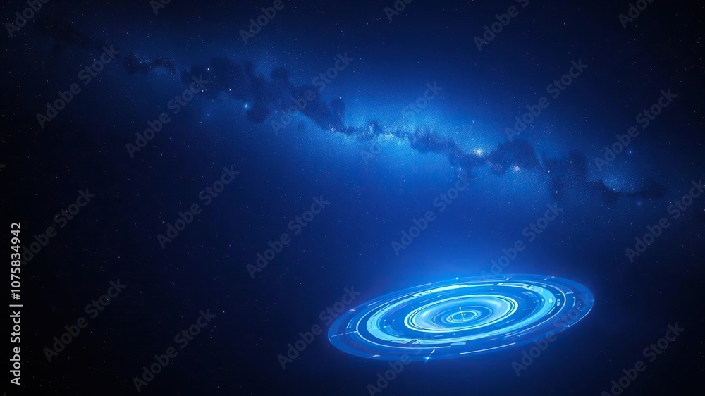An endless expanse of deep indigo space stretches out into infinity as ...