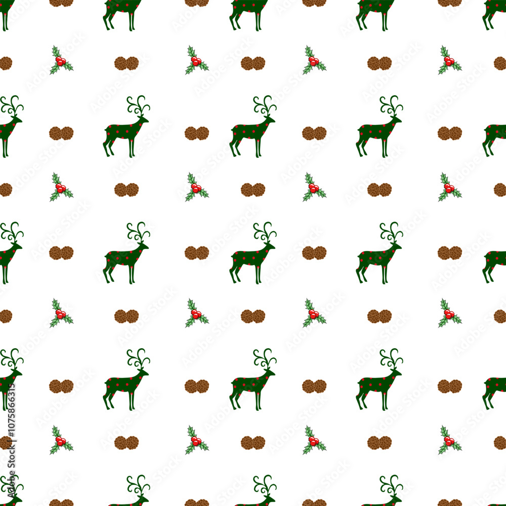 Christmas Pattern Green Color - Vector Illustrator Digital file ...