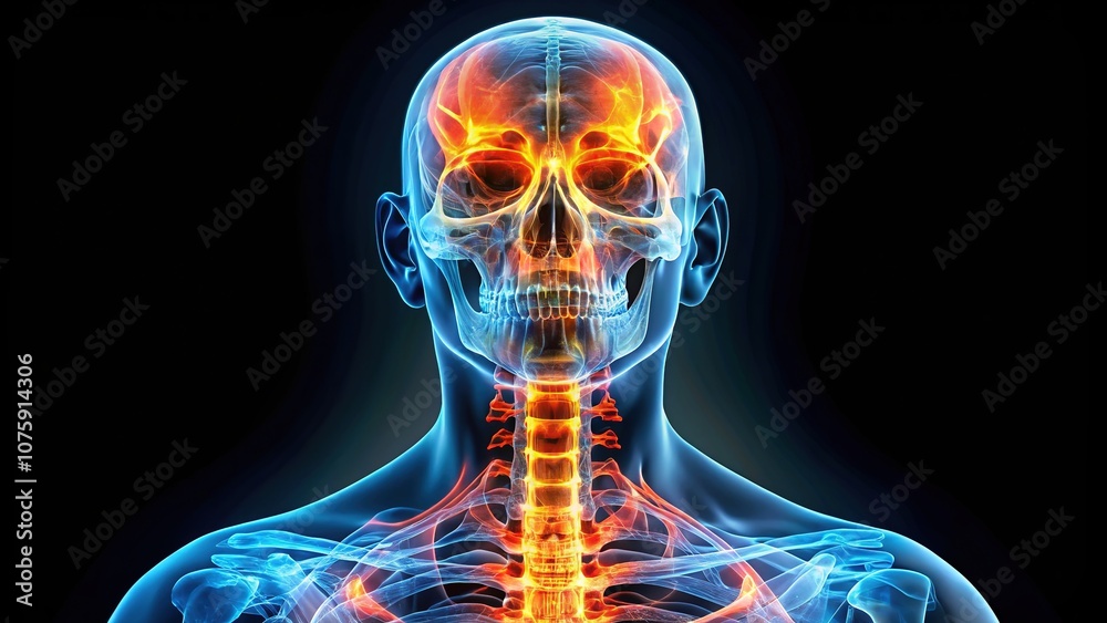 AI Drone Photo: X-Ray Cervical Spine Anatomy, Bone Structure, Potential ...