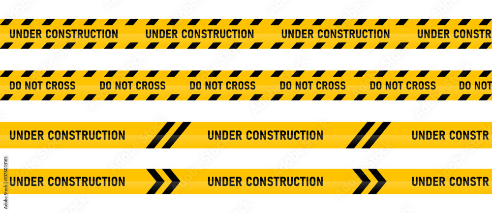Under construction warning tape illustration. Road, sign, worksite ...