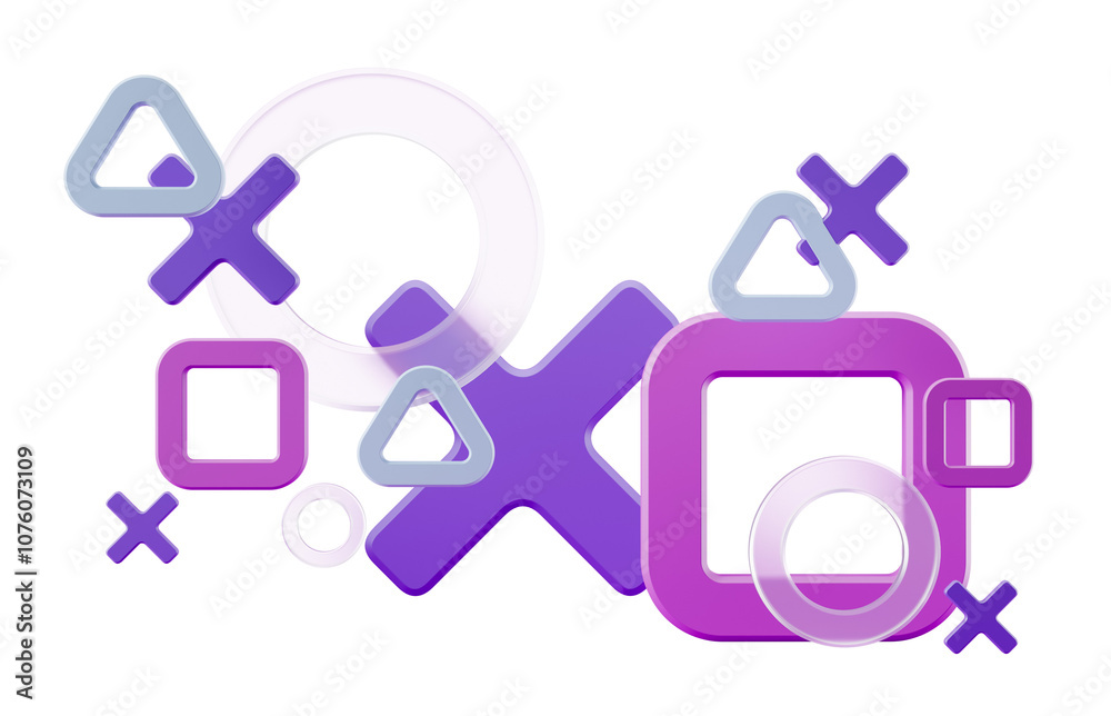 Abstract geometric shapes in purple and blue on a transparent ...