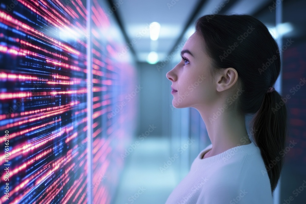 Neon-lit diagnostics hub integrating AI and blockchain for instant ...