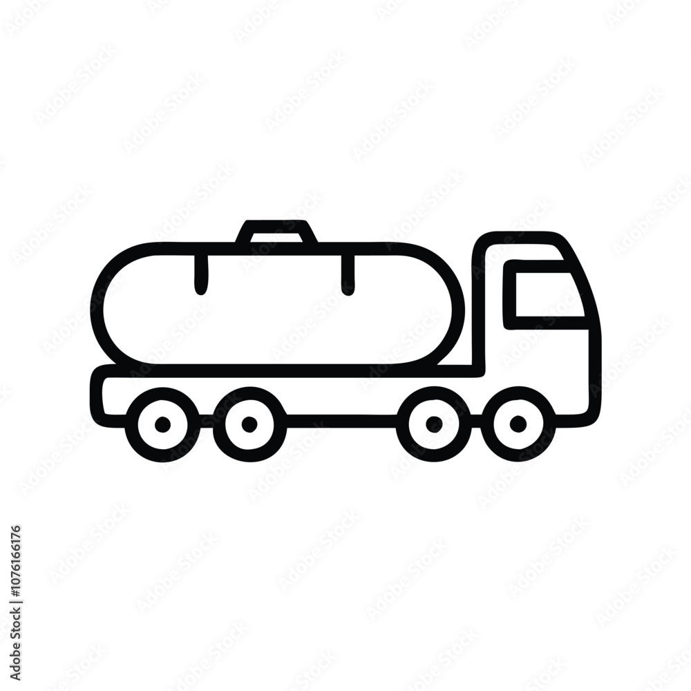 Outline icon of tanker truck vehicle, Simple black outline vector icon ...