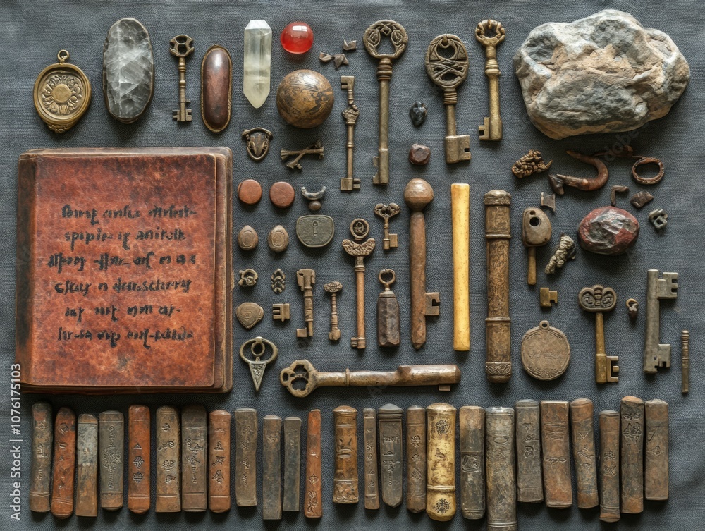 Mystical Occult Day Flat Lay Vintage Esoteric Objects and Ancient ...