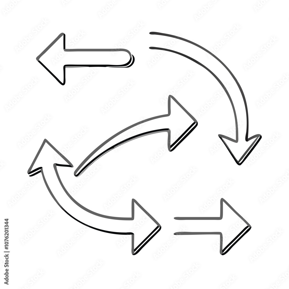 Curved arrow set vector illustration, Vector illustration of four ...