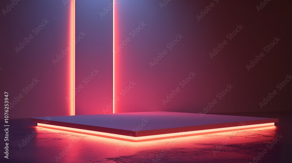 100. A dynamic 3D stage with floating digital structures and ambient ...
