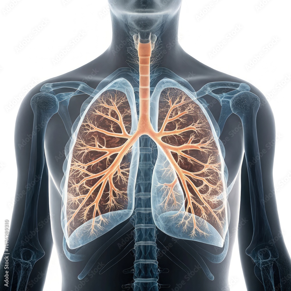 High-resolution Chest X-ray Showcasing Detailed Lung Anatomy and Bronchi Structure. Generative ...