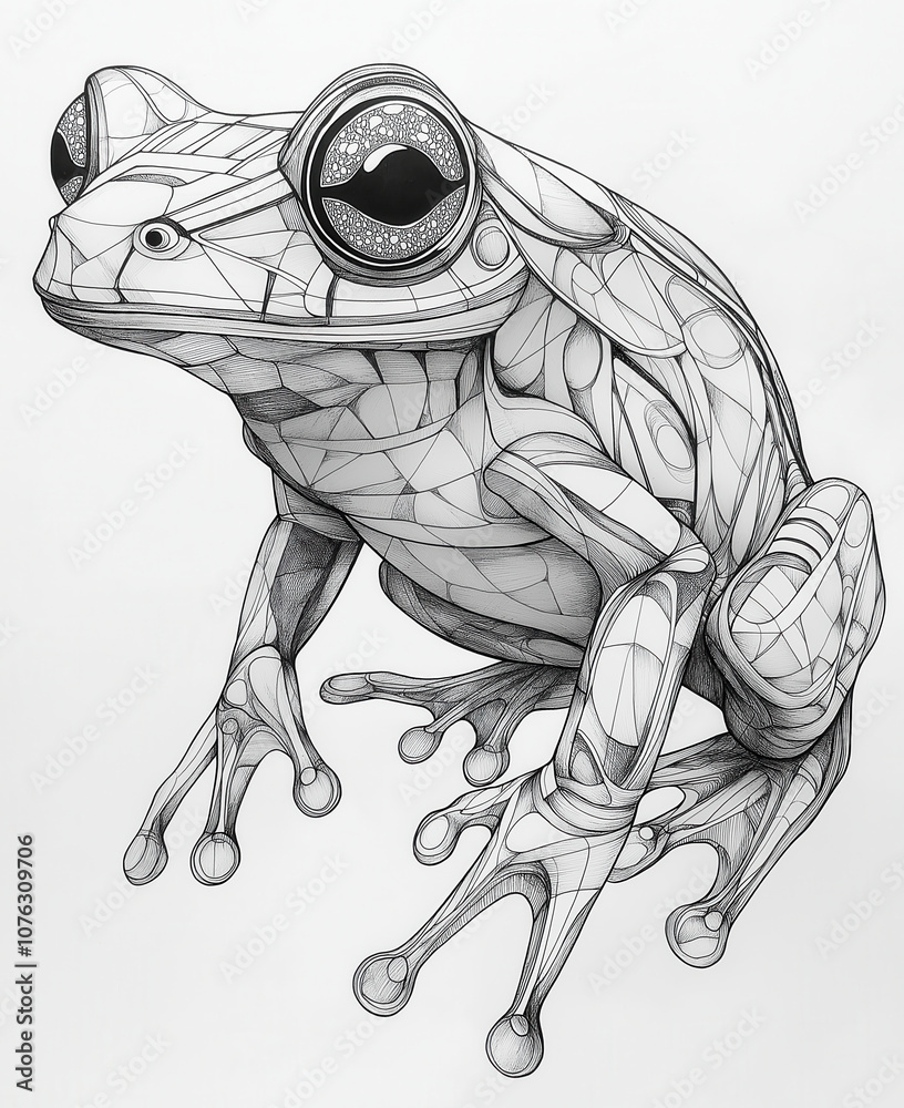 Coloring page for kids, coloring page colorful animal, frog made of ...