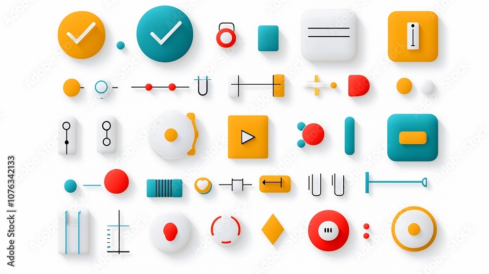 Vibrant depicting a set of user interface icons for options selection ...