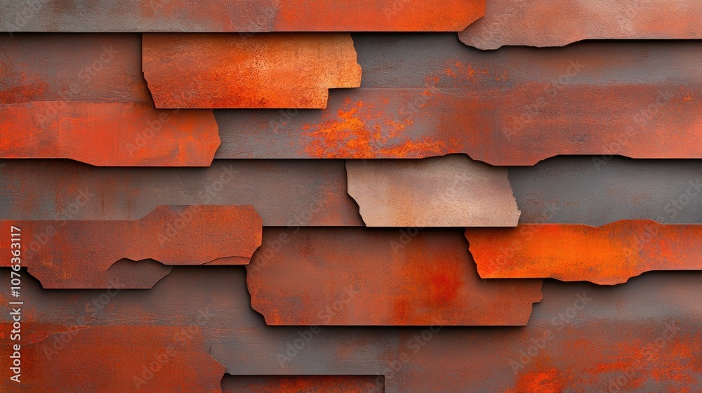 Explore the rich textures and warm hues of layered metal panels in ...