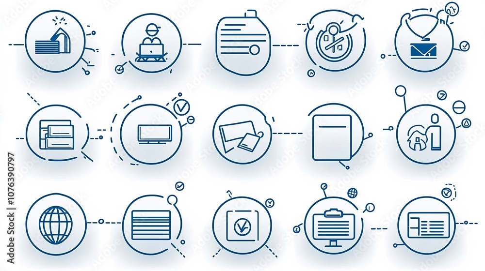 Collection of 15 linear icons focused on learning and development ...