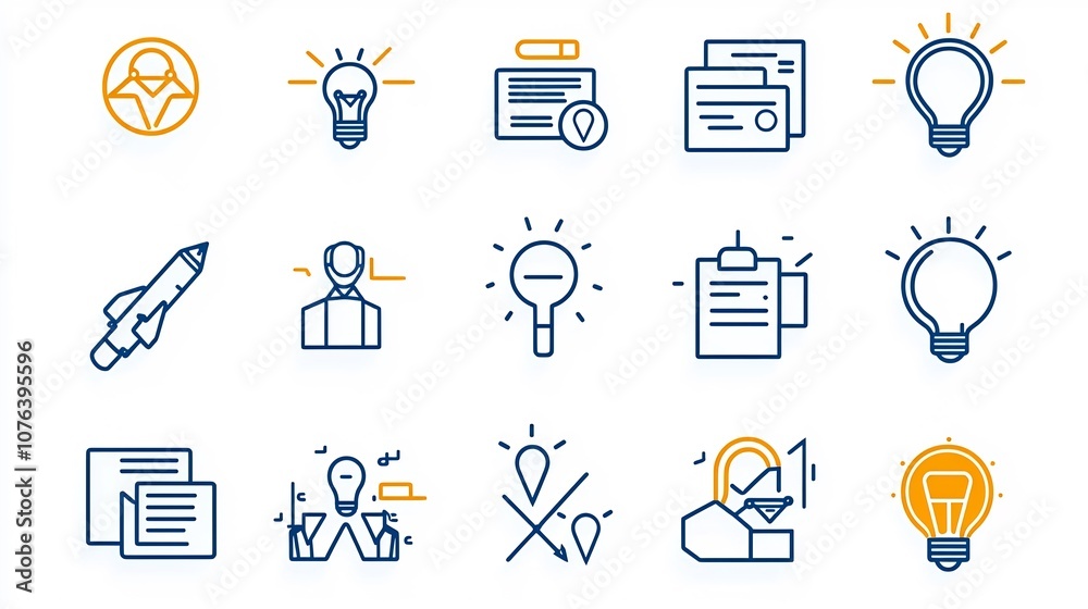 Collection of 15 minimalist outline style icons for team gatherings ...