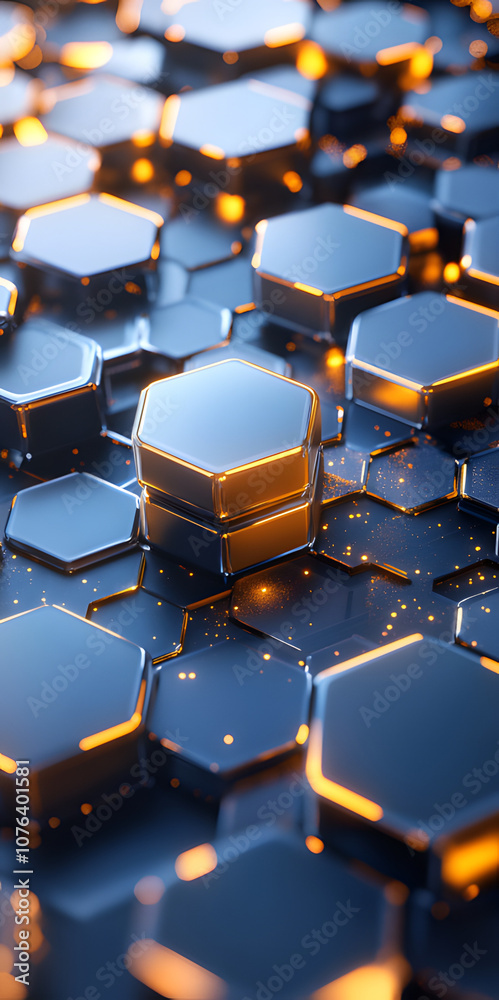 Foto de Stock 3D rendering hexagonal ore, futuristic, sci-fi style ...