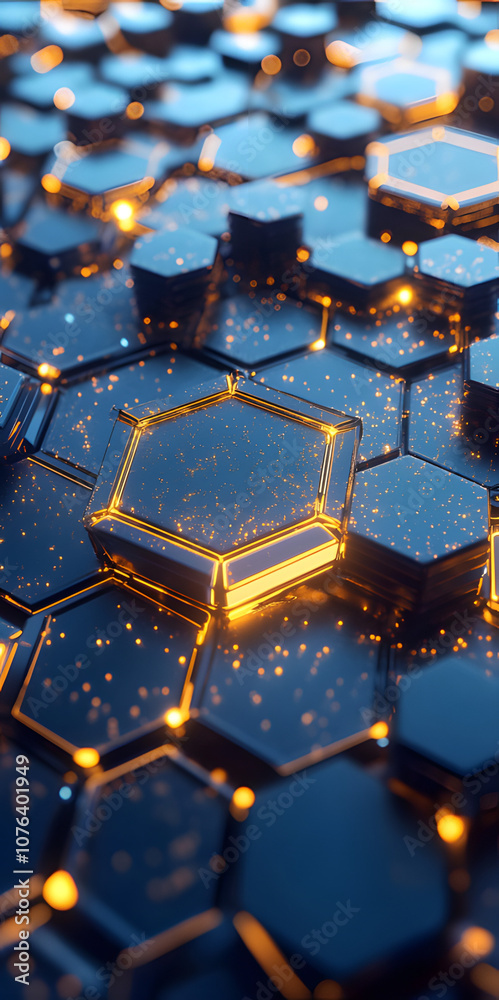 3D rendering hexagonal ore, futuristic, sci-fi style, mineral, ore ...