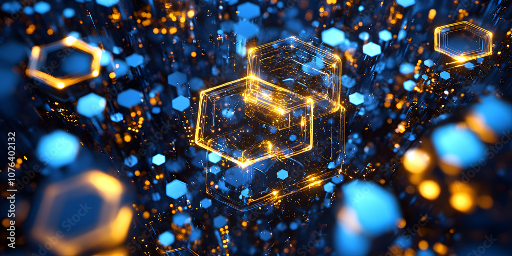 3D rendering hexagonal ore, futuristic, sci-fi style, mineral, ore ...