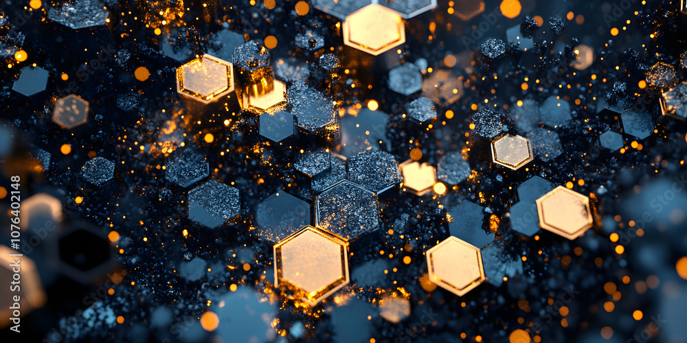3D rendering hexagonal ore, futuristic, sci-fi style, mineral, ore ...