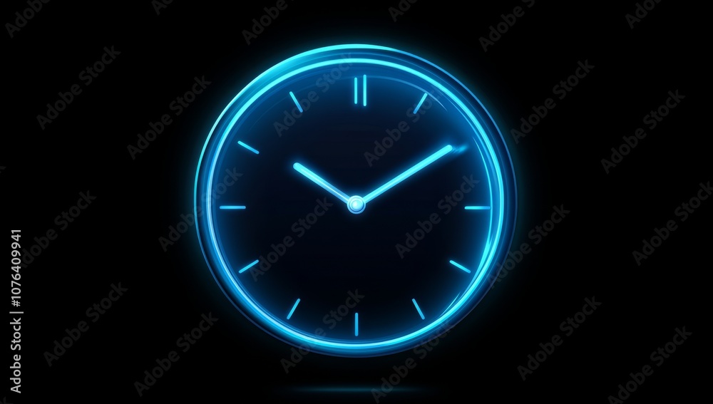 A futuristic digital clock light effect. A glowing silhouette of a ...