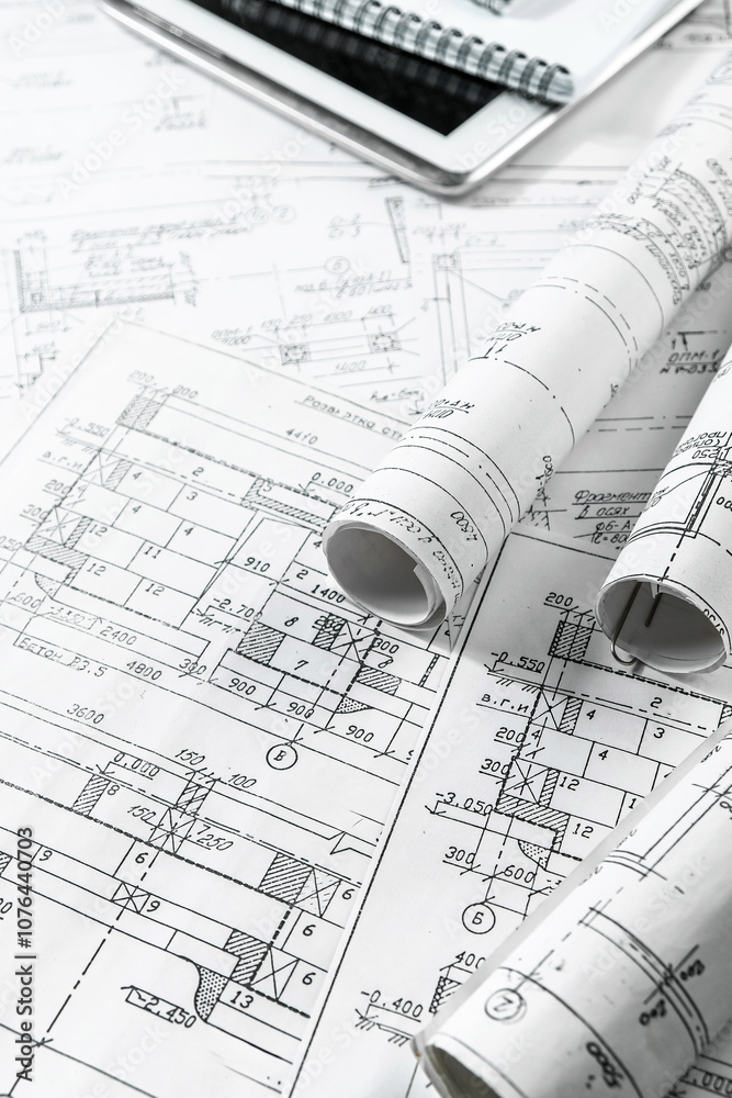 architect design working drawing sketch plans blueprints and making ...