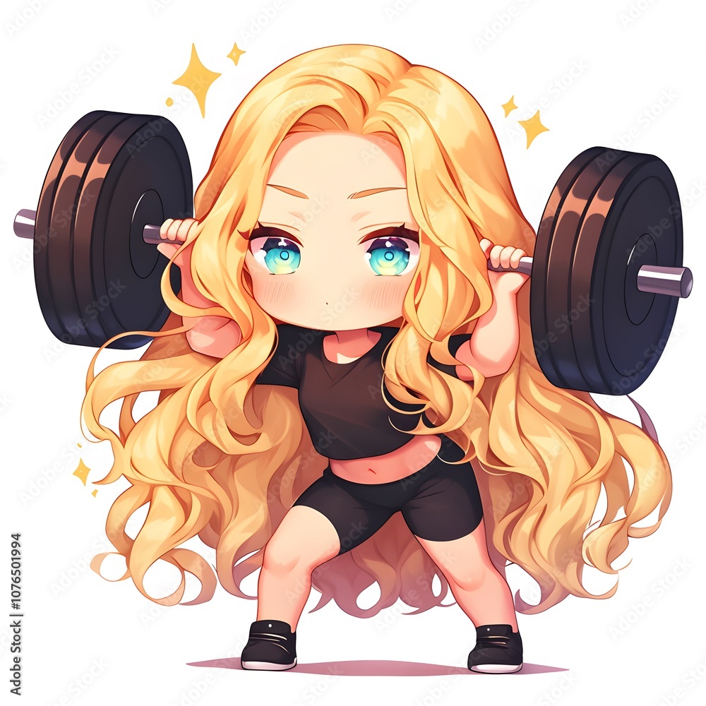 Cute Anime Girl Lifting Weights Strong Female Character Fitness ...