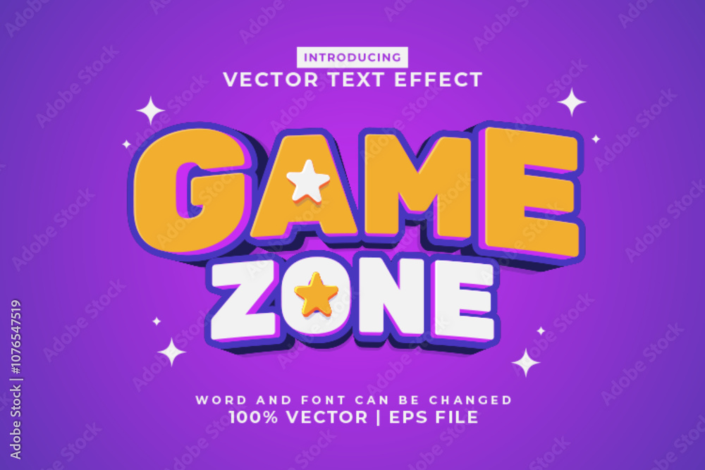 Editable text effect Game Zone 3d cartoon template style premium vector Stock Vector | Adobe Stock