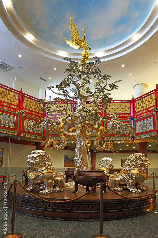 Silver Tree Fountain - Museum exposition. The Chinggis Khaan National ...