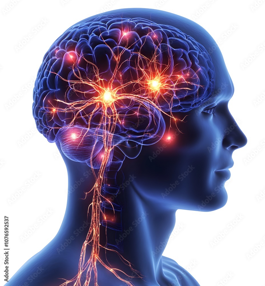 Visual representation of migraine and neurological pain, depicting ...