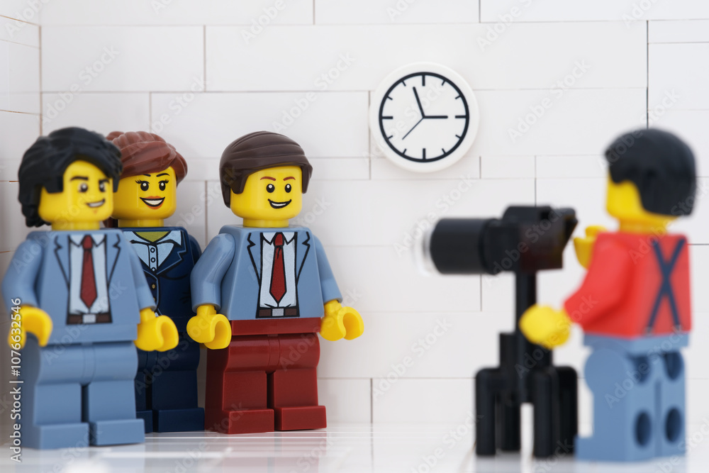 Tambov, Russian Federation - September 14, 2024 A Lego photographer ...