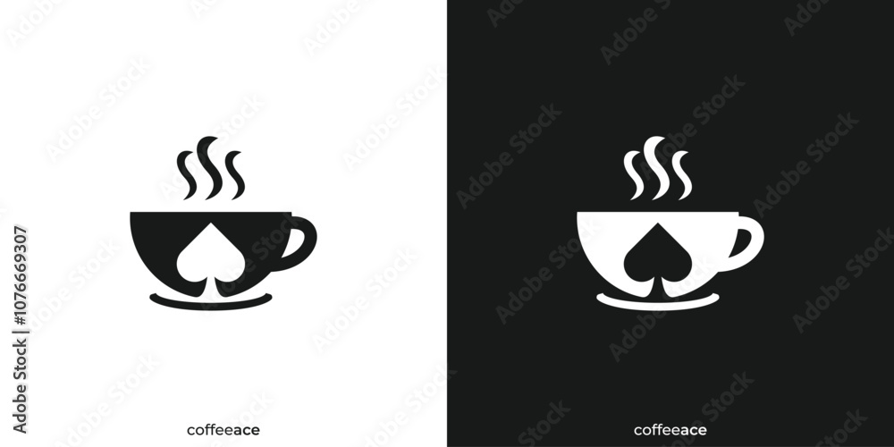 Simple Coffee ace Logo. Coffee Cup and Ace Spade with Minimalist Style ...